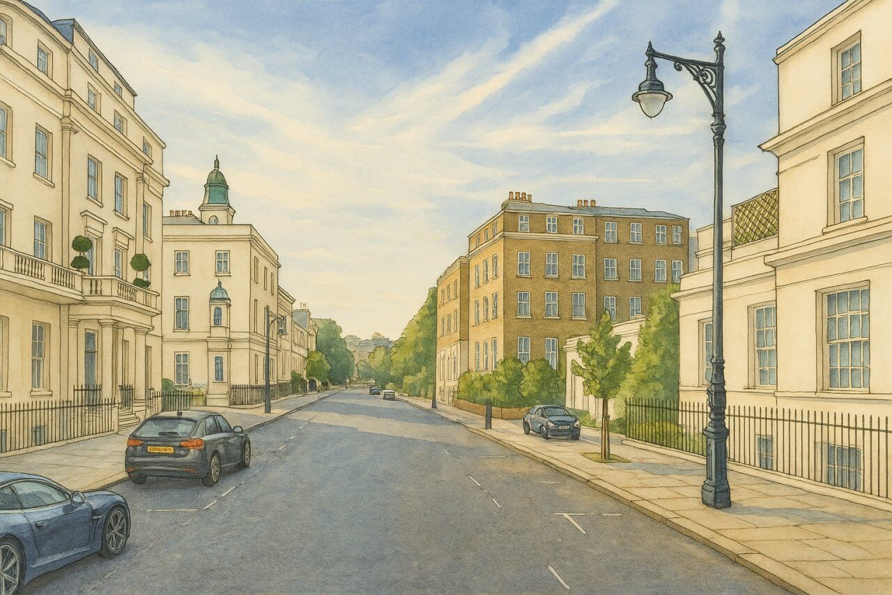 Painting of Upper Belgrave Street ( View full-size image here )